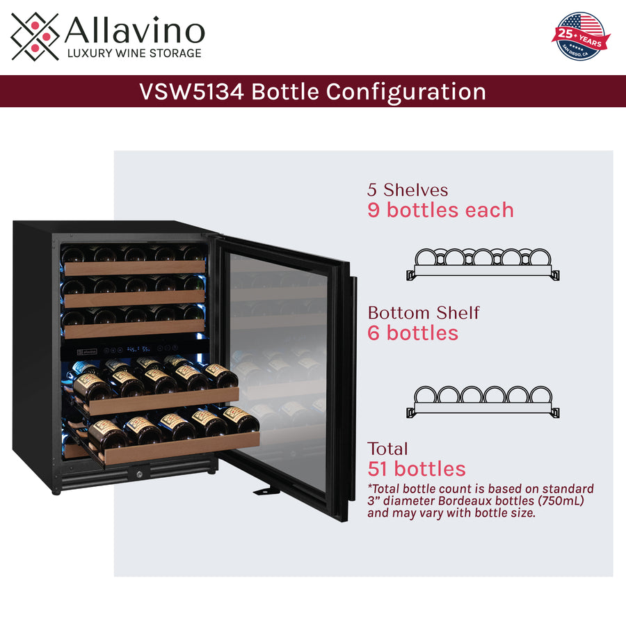 Allavino 51 Bottle Dual Zone Right Hinge Black Wine Cooler – Allavino.com